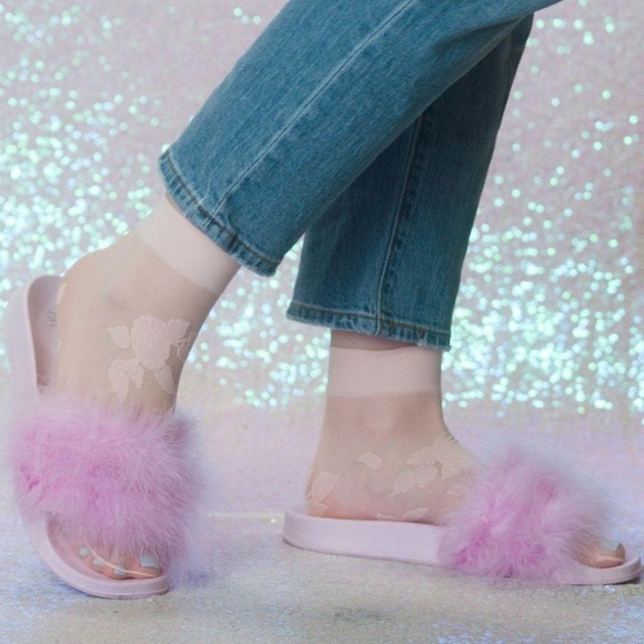 INC International Concepts | Shoes | Fluffy Marabou Pink Slides | Poshmark